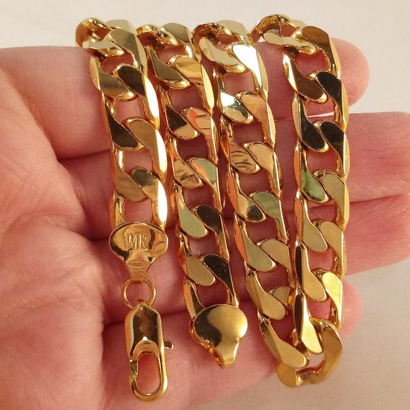 Accessories | Mens 18k Yellow Gold Filled Cuban Curb Chain Necklace 2 ...